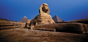 The second sphinx buried in sand in Egypt Giza plateau, pyramid much ...