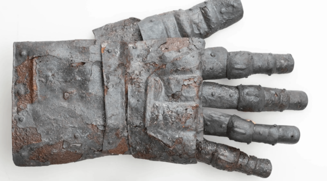 Archaeologists discover complete armored 14th-century gauntlet in ...